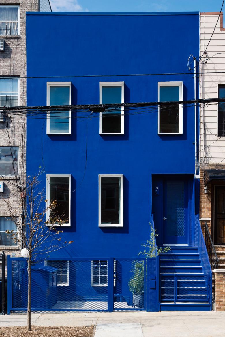 Blue Apartment Building